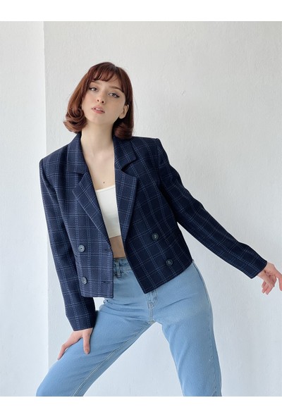 Retrobird Kısa Blazer Ceket Kadın Lacivert Retrobird Kısa Blazer Ceket Kadın Lacivert
