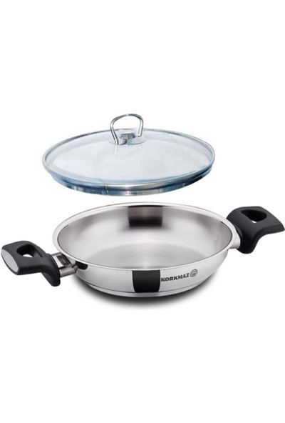 Korkmaz A2998 Nora Çelik Omlet 20 cm Cam Kapaklı