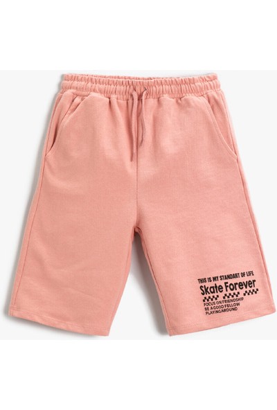 Koton Erkek Çocuk Baskılı Şort Beli Lastikli Diz Üstü Pamuklu