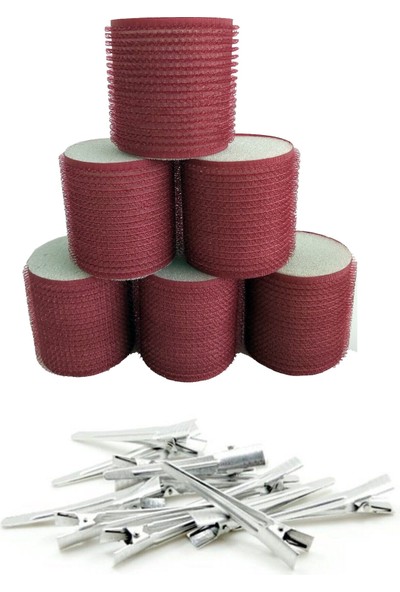 Croc 1203 Cırtlı Sünger Bigudi 6lı Çap 5cm Bordo +12LI Alüminyum Saç Pensi Croc 1203 Cırtlı Sünger Bigudi 6lı Çap 5cm Bordo +12LI Alüminyum Saç Pensi