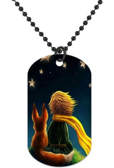 Rowalsi Pequeno Pirincipe Baskılı Siyah Zincirli Künye/Kolye TYT1733