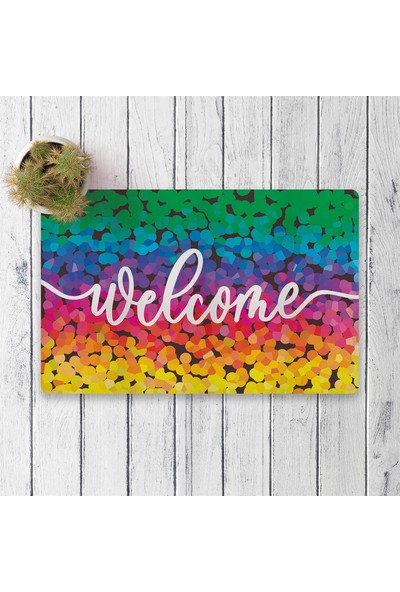 Vagonik Rainbow Welcome Dijital Baskılı 50X70CM Dekoratif Çok Amaçlı Iç ve Dış Kapı Paspası Vagonik Rainbow Welcome Dijital Baskılı 50X70CM Dekoratif Çok Amaçlı Iç ve Dış Kapı Paspası