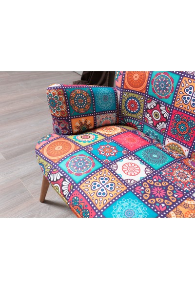 Liya Patchwork Çay Seti Ikili Koltuk (Salon, Balkon,ofis)