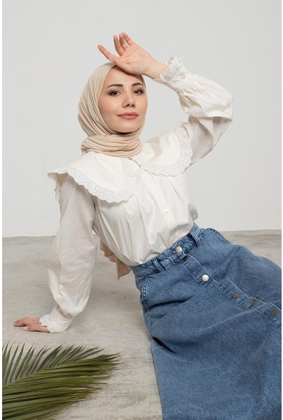 Modaala Düğmeli Kot Etek Kot