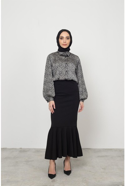 Modaala Fırfırlı Balık Etek Siyah