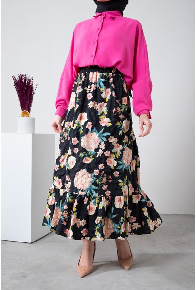 Modaala Gofre Desenli Siyah Etek Siyah Modaala Gofre Desenli Siyah Etek Siyah