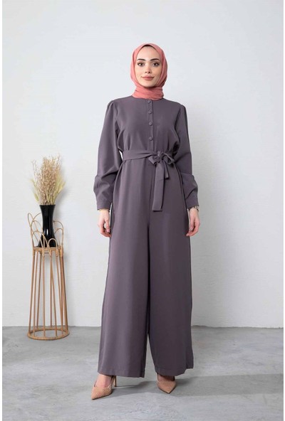 Modaala Düğmeli Tulum Füme