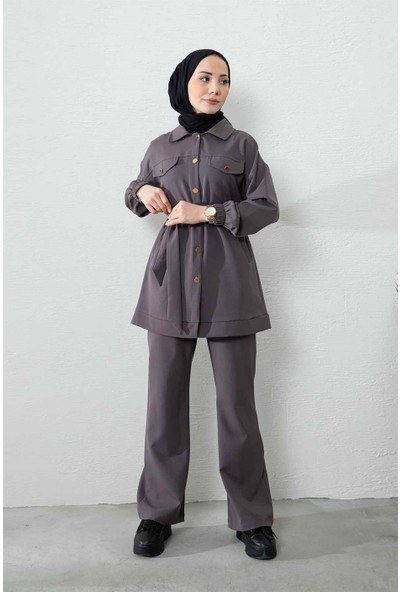 Modaala Cepli Kemerli Takım Füme