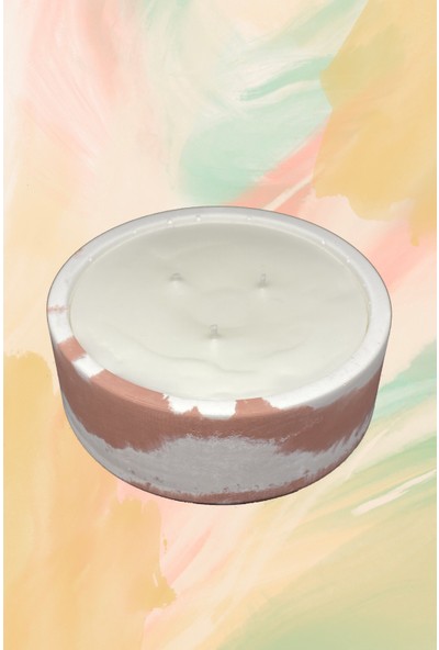 Kutup Home 3 Fitilli Büyük Boy Dekoratif Soya Mumu Çap 12 cm 520G. Portakal