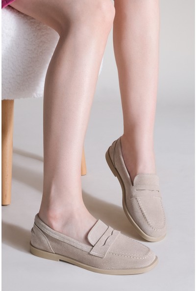 Marjin Kadın Loafer Hakiki Deri Günlük Ayakkabı Makosen Natres