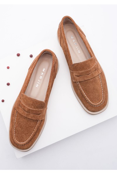 Marjin Kadın Loafer Hakiki Deri Günlük Ayakkabı Makosen Natres