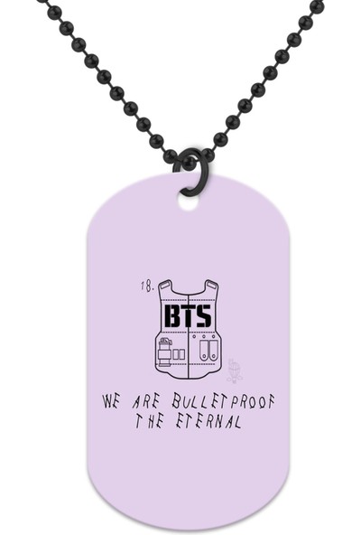 Rowalsi Bts Baskılı Siyah Zincirli Künye/kolye TYT1482