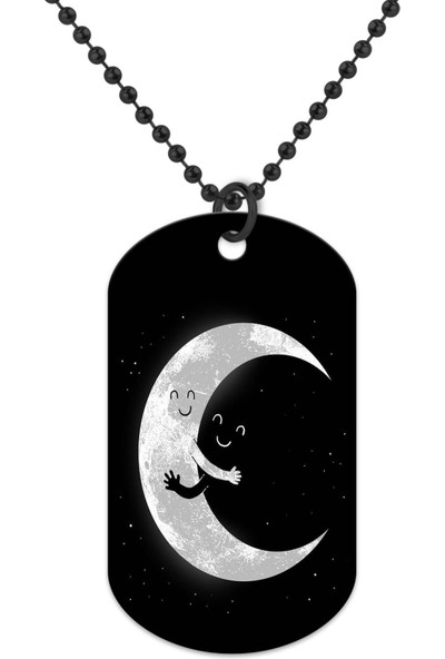 Moon Love Baskılı Siyah Zincirli Künye/kolye TYT1690