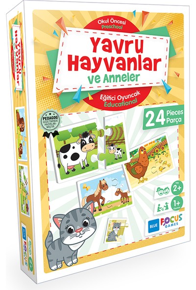 Blue Focus Yavru Hayvanlar ve Anneleri Tamamlama Kartları