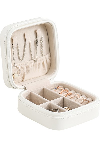 Kalavika Takı Kutusu Tek Katmanlı Fermuarlı Kutu Beyaz (Yurt Dışından)