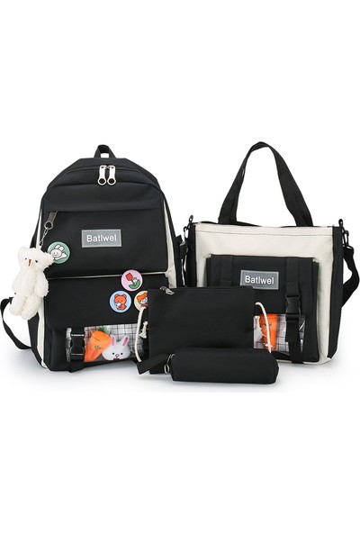 Kalavika Su Geçirmez Sırt Çantası 4 Adet Yüksek Kapasiteli Okul Kadın Kiti Siyah (Yurt Dışından) Kalavika Su Geçirmez Sırt Çantası 4 Adet Yüksek Kapasiteli Okul Kadın Kiti Siyah (Yurt Dışından)