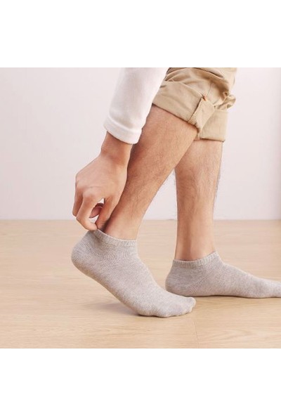 Vipstreet Bambu Patik Bilek Çorap Erkek 15 Adet Düz Gri