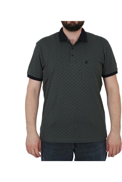 Palvelu Çapraz Desenli Polo Yaka Cepli Pamuklu Erkek T-Shirt