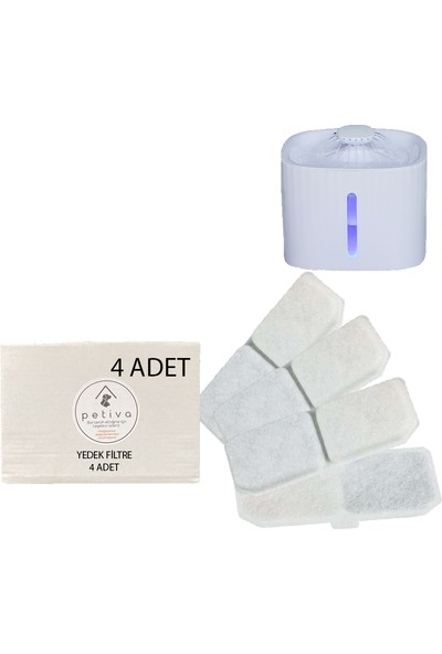 Petiva Evcil Hayvan Su Pınarı Yedek Filtre Kedi Köpek Su Çeşmesi Yedek Filtresi 4'lü