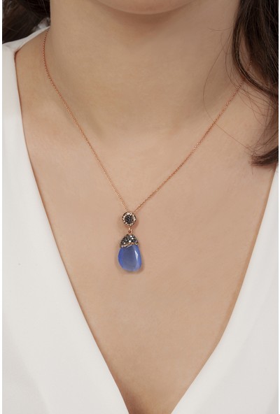 Ateş Gold Kedi Gözü Kadın Gümüş Kolye