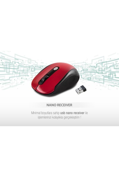 Everest SM-527 USB Kırmızı 2.4ghz Optik Wireless Mouse