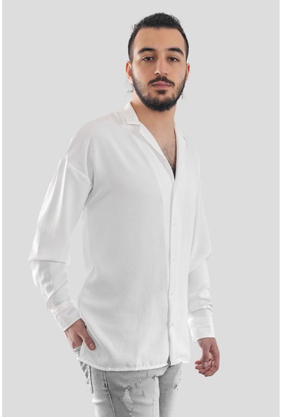 Erkek Apaş Yaka Oversize Uzun Kol Gömlek 00352 Erkek Apaş Yaka Oversize Uzun Kol Gömlek 00352