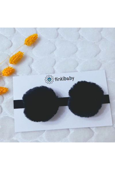 Tinkibaby Ponpon Bebek Bandanası Siyah