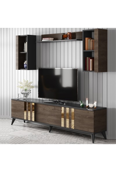 Modatte Walnut Gold Tv Ünitesi