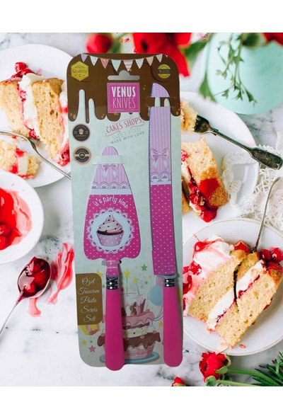 Venüs Pasta Bıçak ve Spatula 2'li Seti Kristal Dekoratif Kek Pasta Bıçak Servis Seti Venüs Pasta Bıçak ve Spatula 2'li Seti Kristal Dekoratif Kek Pasta Bıçak Servis Seti