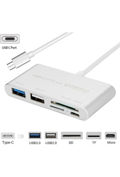 Streak 5'in 1 Bilgisayar Telefon Sd Kart Okuyucu Type-C USB 3.0 Micro Otg Streak 5'in 1 Bilgisayar Telefon Sd Kart Okuyucu Type-C USB 3.0 Micro Otg