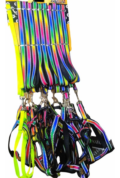 Girist Pet Rengarenk Küçük Irk Köpek ve Kedi Göğüs Tasması Takımı