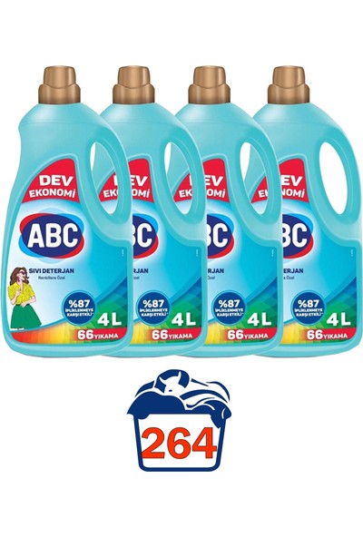 Abc Sıvı Çamaşır Deterjanı Renkliler Için 4 Lt 4 Lü Set 264 Yıkama Abc Sıvı Çamaşır Deterjanı Renkliler Için 4 Lt 4 Lü Set 264 Yıkama