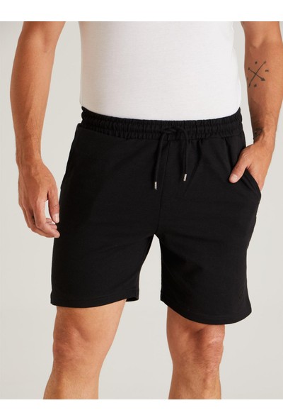 Duven Casual Siyah Düz Cepli Erkek Şort Short Slim Fit Duven Casual Siyah Düz Cepli Erkek Şort Short Slim Fit