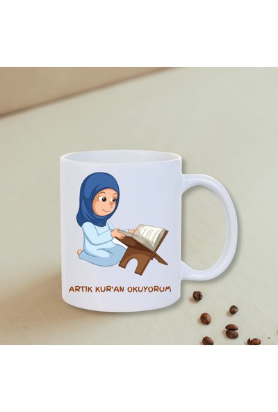 Burak Baskı Tasarım Ramazana Özel Çocuklar Için Kur'an Okuyorum Kız Çocuk Tasarımlı Hediyelik Kupa Bardak