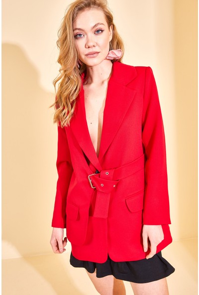 Xhan Kırmızı Tokalı Kuş Gözlü Ceket 2KXK4-46041-04