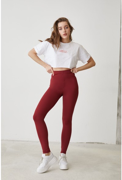 Lime Moda Uzun Spor Tayt-Bordo Lime Moda Uzun Spor Tayt-Bordo