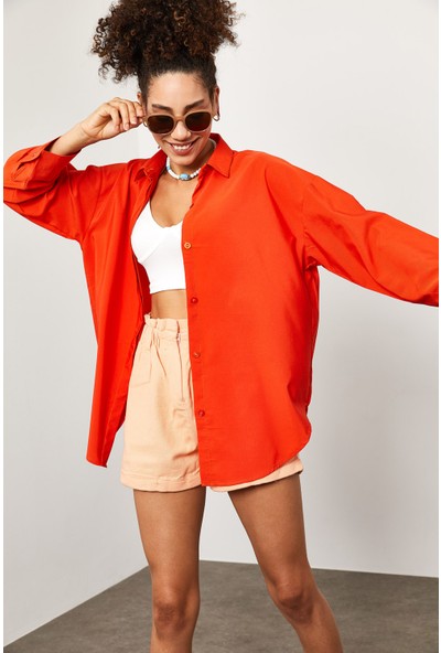 Turuncu Oversize Uzun Gömlek 2KXK2-45625-11