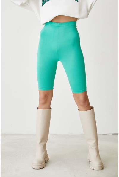 Lime Moda Kısa Tayt-Su Yeşili