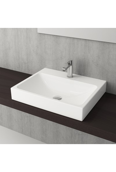 Bocchi Scala 60 cm Parlak Beyaz Tezgah Üstü Lavabo 1077-001-0126 Bocchi Scala 60 cm Parlak Beyaz Tezgah Üstü Lavabo 1077-001-0126
