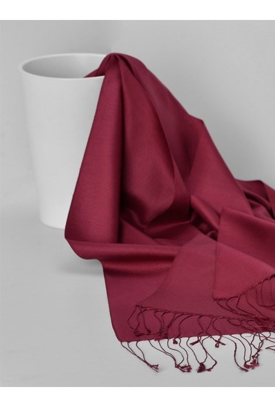Yüzde Yüz Ipek Şal - Bordo Renk