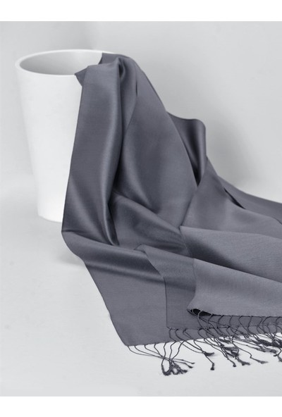 Yüzde Yüz Ipek Şal - Füme Renk