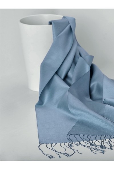 Yüzde Yüz Ipek Şal - Kot Mavisi Renk