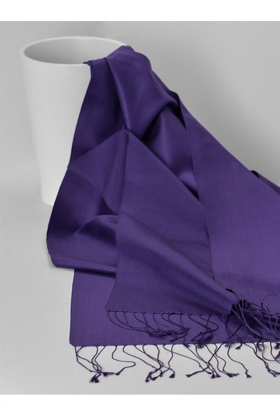 Yüzde Yüz Ipek Şal - Koyu Mor Renk