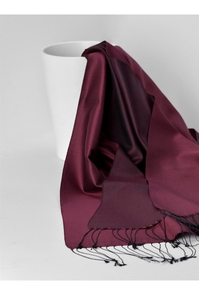 Yüzde Yüz Ipek Şal - Siyah - Bordo Renk