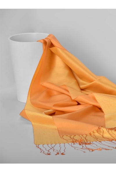 Yüzde Yüz Ipek Şal - Turuncu - Sarı Renk