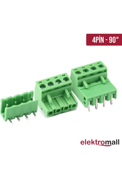 Elektromall 4 Pin 5.08MM 90 Derece Geçmeli Takım Klemens - 10 Adet Elektromall 4 Pin 5.08MM 90 Derece Geçmeli Takım Klemens - 10 Adet