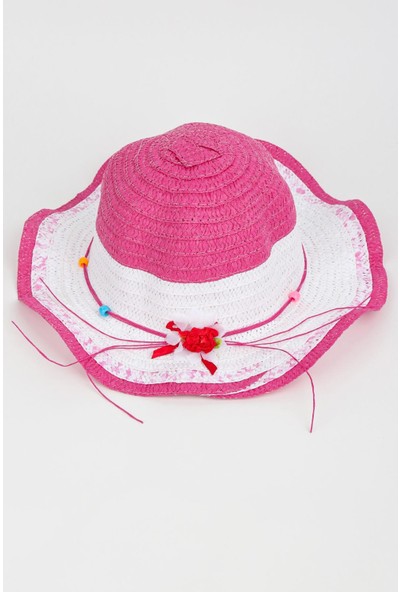 Tomurcuk Kız Çocuk Palmiye Hasır Şapka 4-8 Yaş (52)