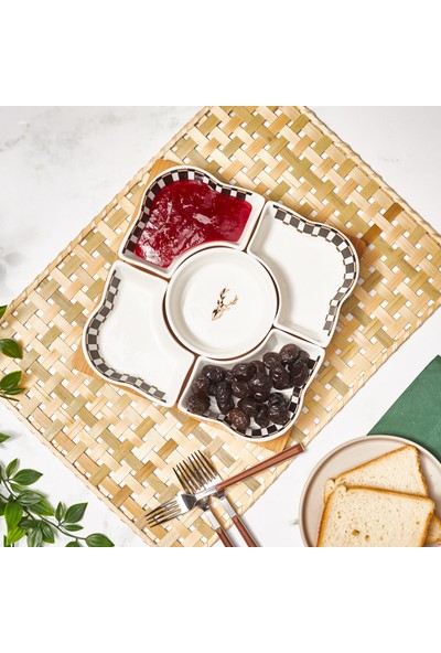 Karaca Aries Black 6 Parça Ahşap Tepsili Kahvaltılık/Servislik