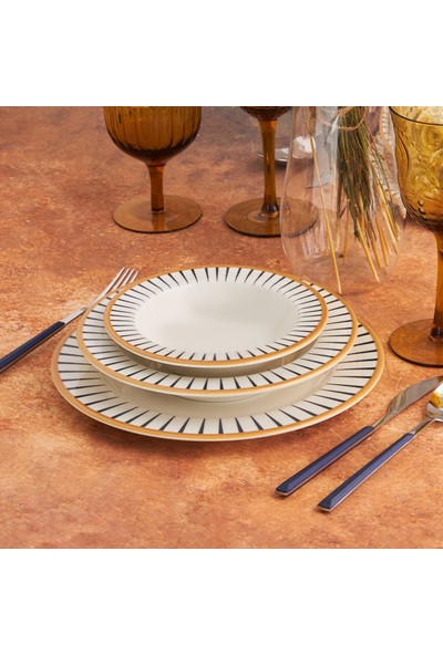 Karaca Stripe 24 Parça 6 Kişilik Porselen Yemek Takımı