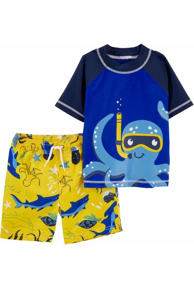 Erkek Bebek Güneş Koruyuculu Mayo Set 2'li Paket